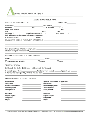 Fillable Online Adult Intake Package-Broward Fax Email Print - pdfFiller