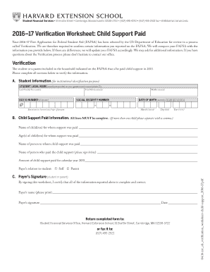 Fillable Online Verification Worksheet-Child Support.indd Fax Email ...