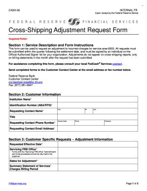Fillable Online frbservices Cross-Shipping Adjustment Request Form ...