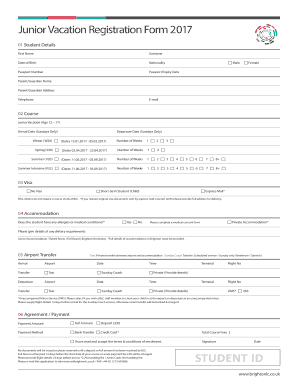Fillable Online 2017 Junior Vacation Registration Form Fax Email Print ...