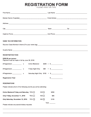 Fillable Online Reservation Form - Beach High Class Of 1966, Miami ...