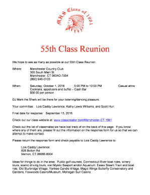 Fillable Online 55th Class Reunion - Class Creator Fax Email Print ...
