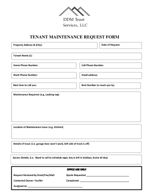 Fillable Online Tenant Maintenance Request Form (Fillable). Tenant Maintenance Request Form Fax ...