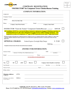 Fillable Online COMTRAIN REGISTRATION INSTRUCTOR for Competent Fax ...