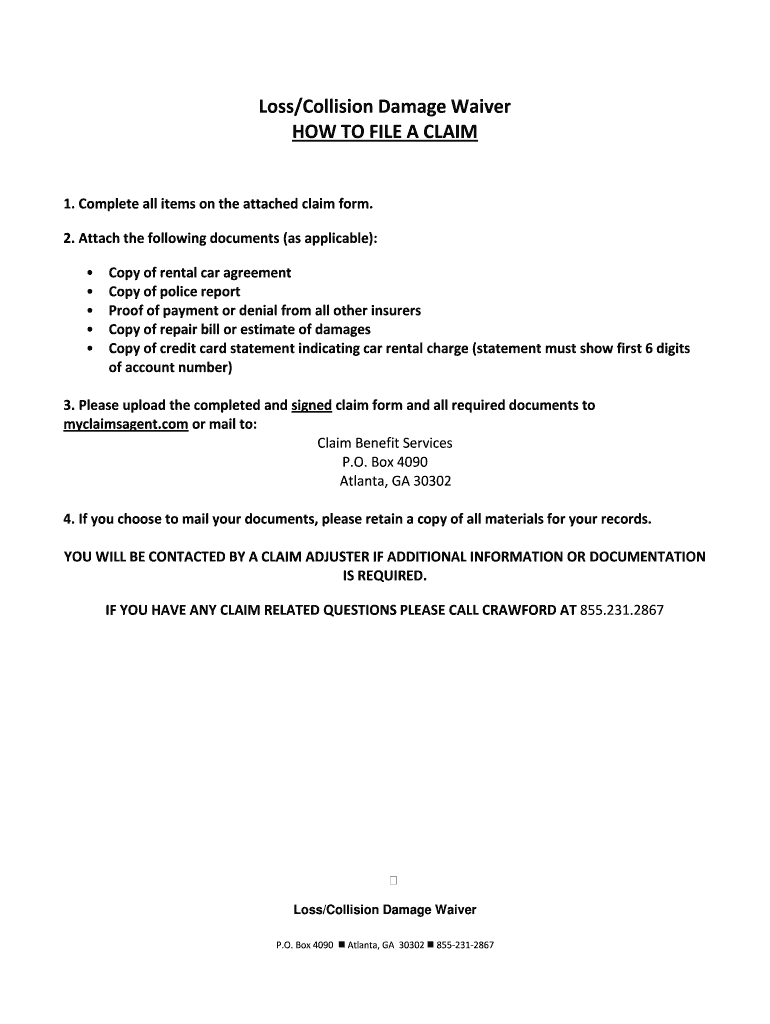 Fillable Online Loss/Collision Damage Waiver Fax Email Print - pdfFiller