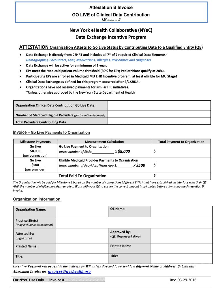 Fillable Online healthix Attestation B Invoice - healthix Fax Email ...