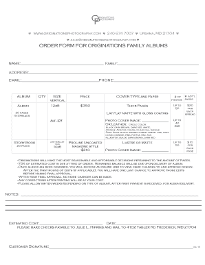 Fillable Online ALBUM Family Order form 04 Fax Email Print - pdfFiller