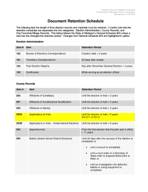 Fillable Online Election Document Retention Schedule Fax Email Print ...