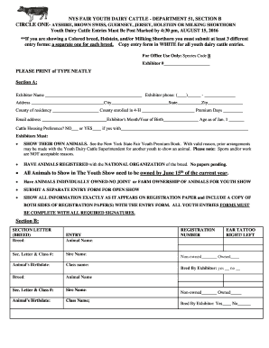 Fillable Online blogs cornell 16 DAIRY Dairy CATTLE entry form - blogs ...