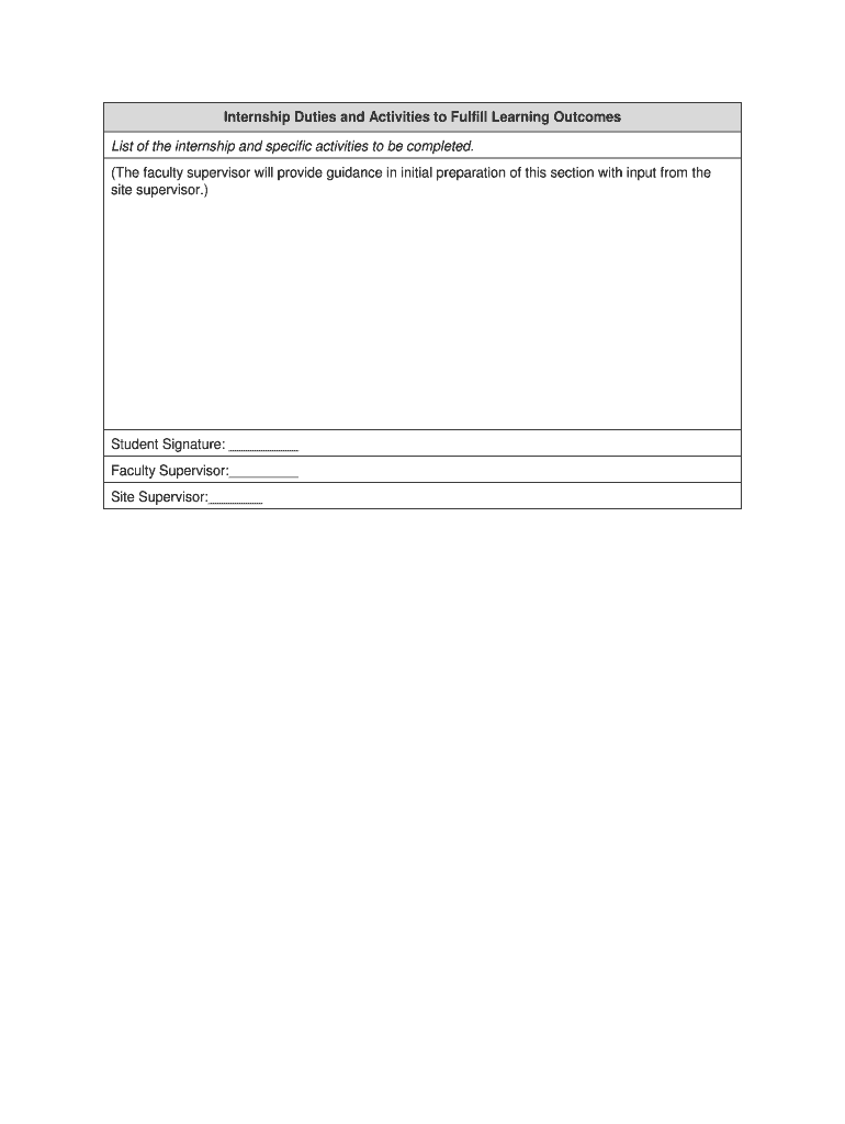 Fillable Online suny Internship Duties and Activities to Fulfill ...