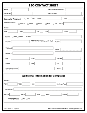 Fillable Online army EEO CONTACT SHEET Fax Email Print - pdfFiller
