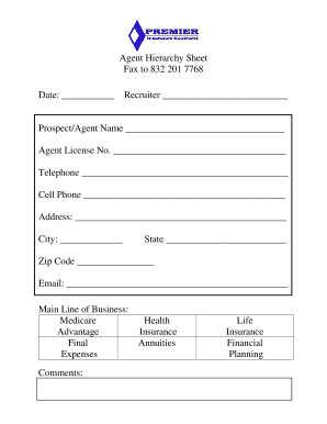 Fillable Online Agent Hierarchy Sheet Fax Email Print - pdfFiller