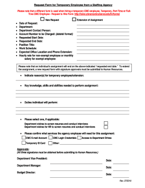 Fillable Online cmc Temporary Staffing Agency Employee - Request to ...