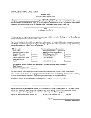 Fillable Online SAMPLE PASTORAL CALL FORM Fax Email Print - pdfFiller
