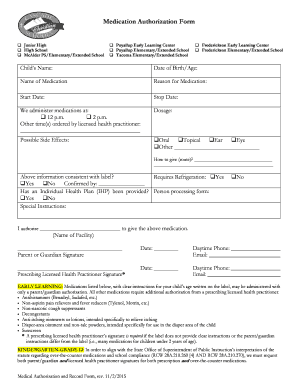Fillable Online cascadechristian Medication Authorization and Record Form.docx ...