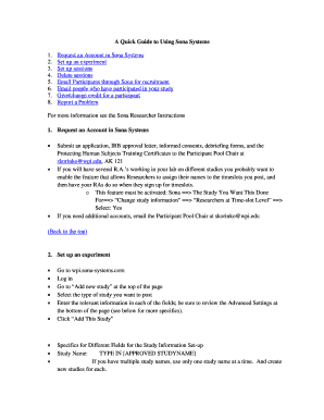 Fillable Online A Quick Guide to Using Sona Systems Fax Email Print - pdfFiller