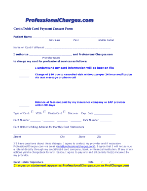 Fillable Online Credit/Debit Card Payment Consent Form Fax Email Print ...