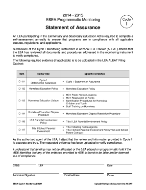 Fillable Online azed Cycle 1 Statement of Assurance Fax Email Print ...