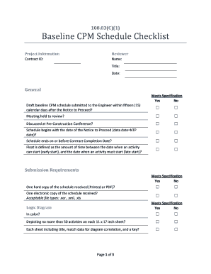 Fillable Online tn Baseline CPM Schedule Checklist Fax Email Print ...