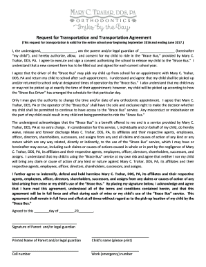 Fillable Online Request for Transportation and Transportation Agreement ...