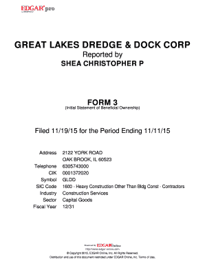 Fillable Online GREAT LAKES DREDGE & DOCK CORP. FORM 3 (Initial ...
