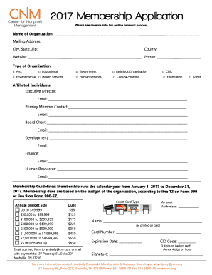 Fillable Online cnm 2017 Membership Application Fax Email Print - pdfFiller