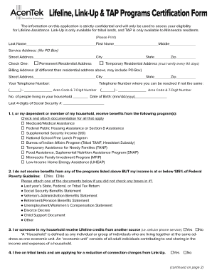 Fillable Online Telephone Service Discount Application (PDF) - AcenTek ...