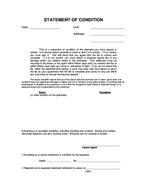 Fillable Online STATEMENT OF CONDITION.doc Fax Email Print - pdfFiller