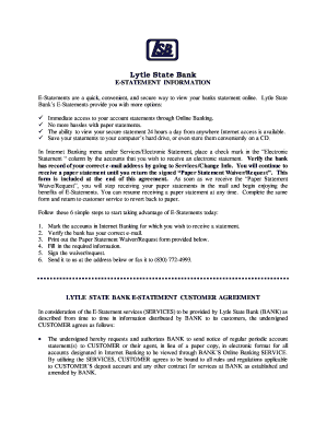 Fillable Online E-Statement/Paper Statement Form - Lytle State Bank Fax ...