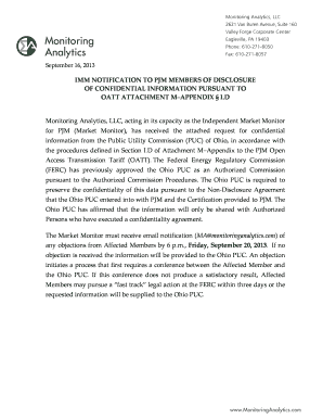 Fillable Online IMM Notification to PJM Members of Disclosure of ...