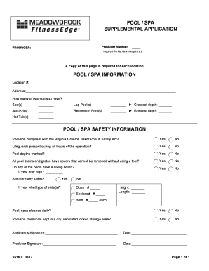 Fillable Online POOL / SPA SUPPLEMENTAL APPLICATION POOL / SPA ... Fax ...