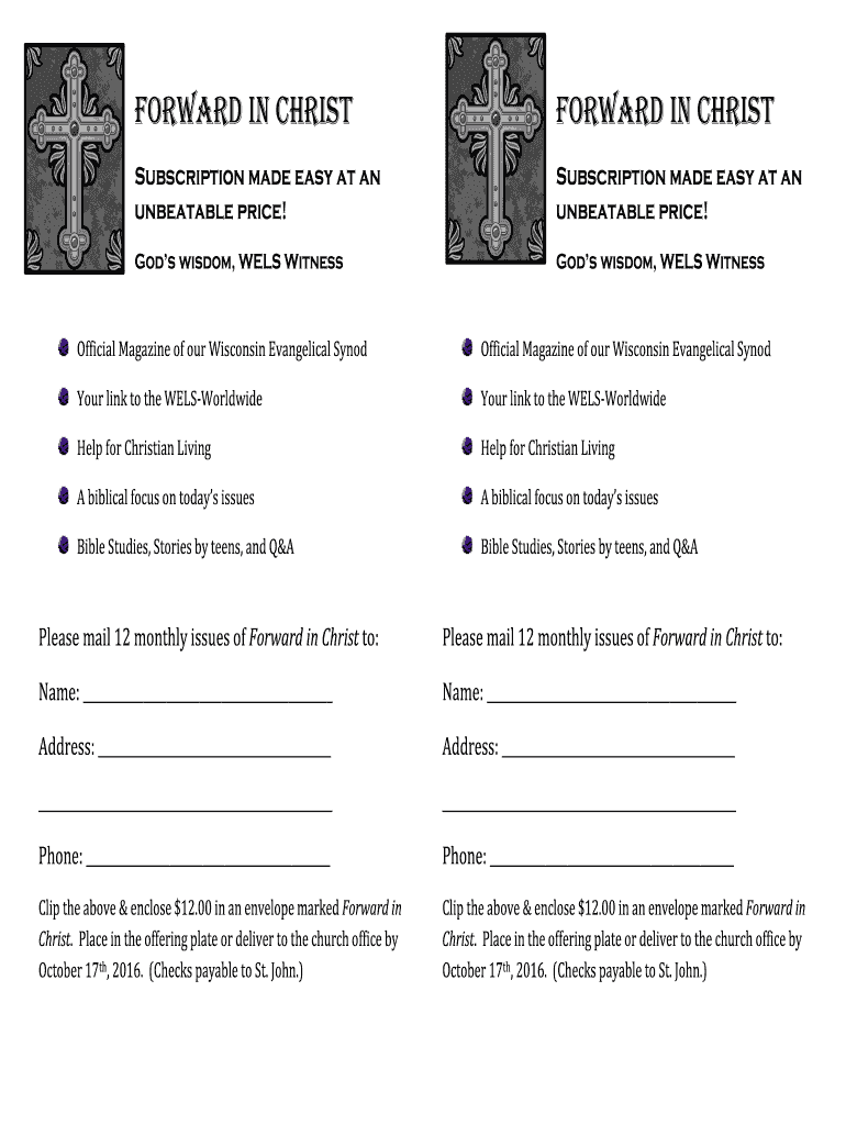 Fillable Online FIC Form - St. John Lutheran Church Fax Email Print ...