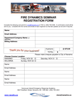Fillable Online fire dynamics seminar registration form - bcftoa Fax ...