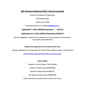 Fillable Online JIBC Hazardous Materials IFSAC/ Proboard accredited ...