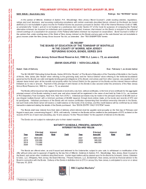 Fillable Online PRELIMINARY OFFICIAL STATEMENT DATED JANUARY 20, 2016 ...