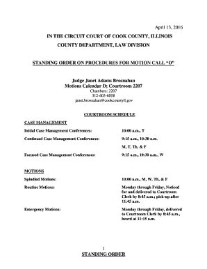 Fillable Online Motions Calendar D; Courtroom 2207 Fax Email Print ...