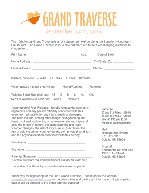 Fillable Online The 10th Annual Grand Traverse is a fully supported ...