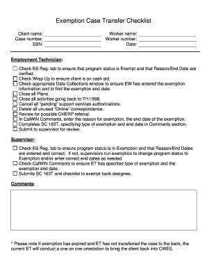 Fillable Online sccgov 11.19.07 Exemption Transfer Checklist and Checklist and ID Fax Email ...