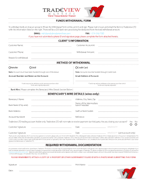 Fillable Online FUNDS WITHDRAWAL FORM CLIENT' S ... - Tradeview Fax ...