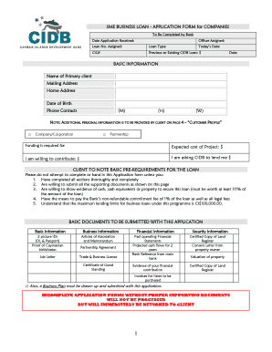 Fillable Online cidb SME BUSINESS LOAN - APPLICATION FORM for COMPANIES ...