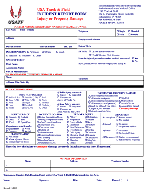 Fillable Online usatf Incident Report Forms should be completed - usatf ...