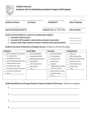Fillable Online fairfield Academic Plan for Satisfactory Academic ...