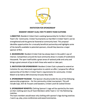 Fillable Online INVITATION FOR SPONSORSHIP Fax Email Print - pdfFiller