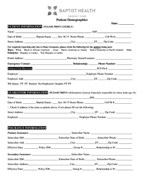 Fillable Online PATIENT INFORMATION: (PLEASE PRINT LEGIBLY) Fax Email Print - pdfFiller