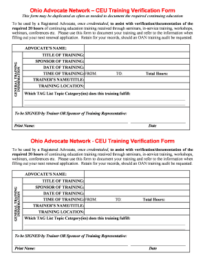 Fillable Online CEU Training Verification Form - ... Fax Email Print ...