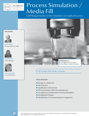 Fillable Online Process Simulation / Media Fill - gmp-navigator.com Fax ...