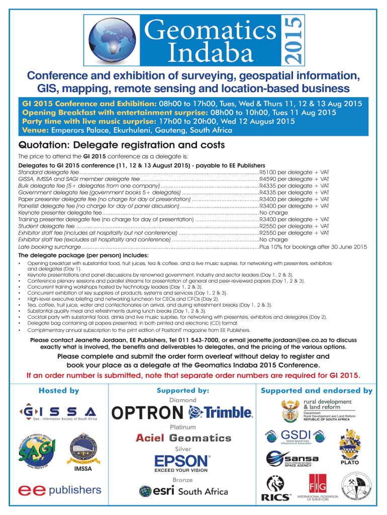 Fillable Online geomatics org Conference and exhibition of surveying ...