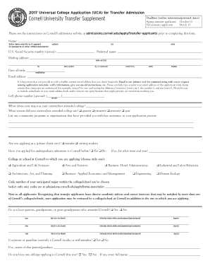 Fillable Online Transfer Supplement - Undergraduate Admissions ...
