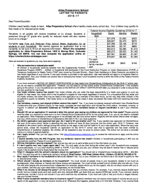 Fillable Online atlasprep English - Free or Reduced Lunch Application2016-2017 PDF Fax Email ...