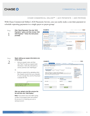 Fillable Online CHASE COMMERCIAL ONLINE SM ACH PAYMENTS ADD PAYEE(S ...